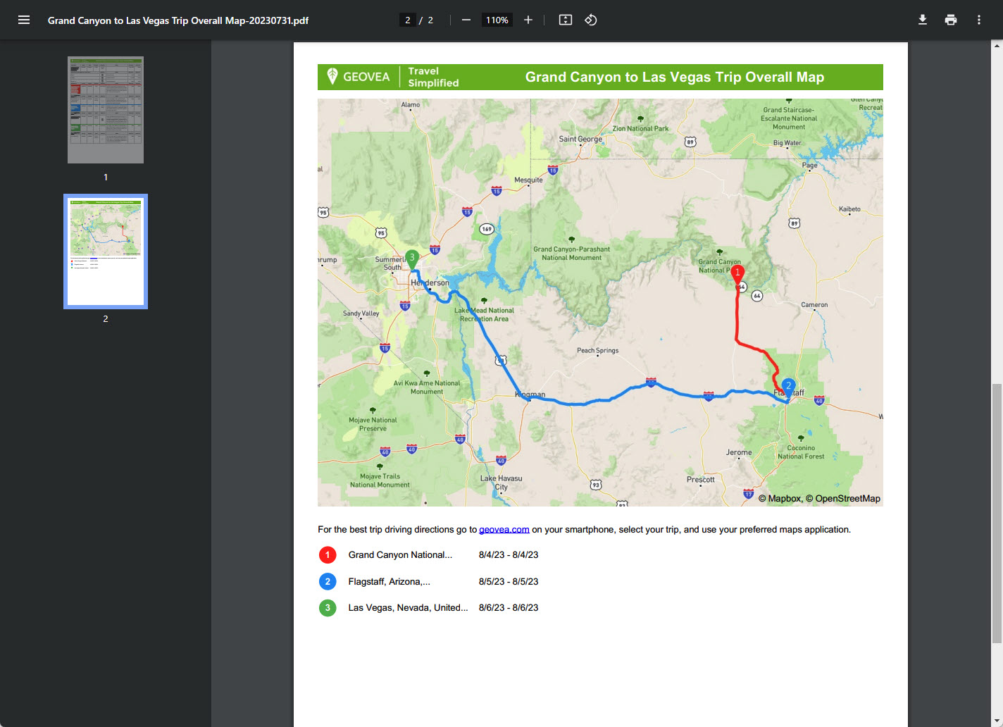 View, Print Trip Itinerary and Map - Desktop & Laptop | Geovea