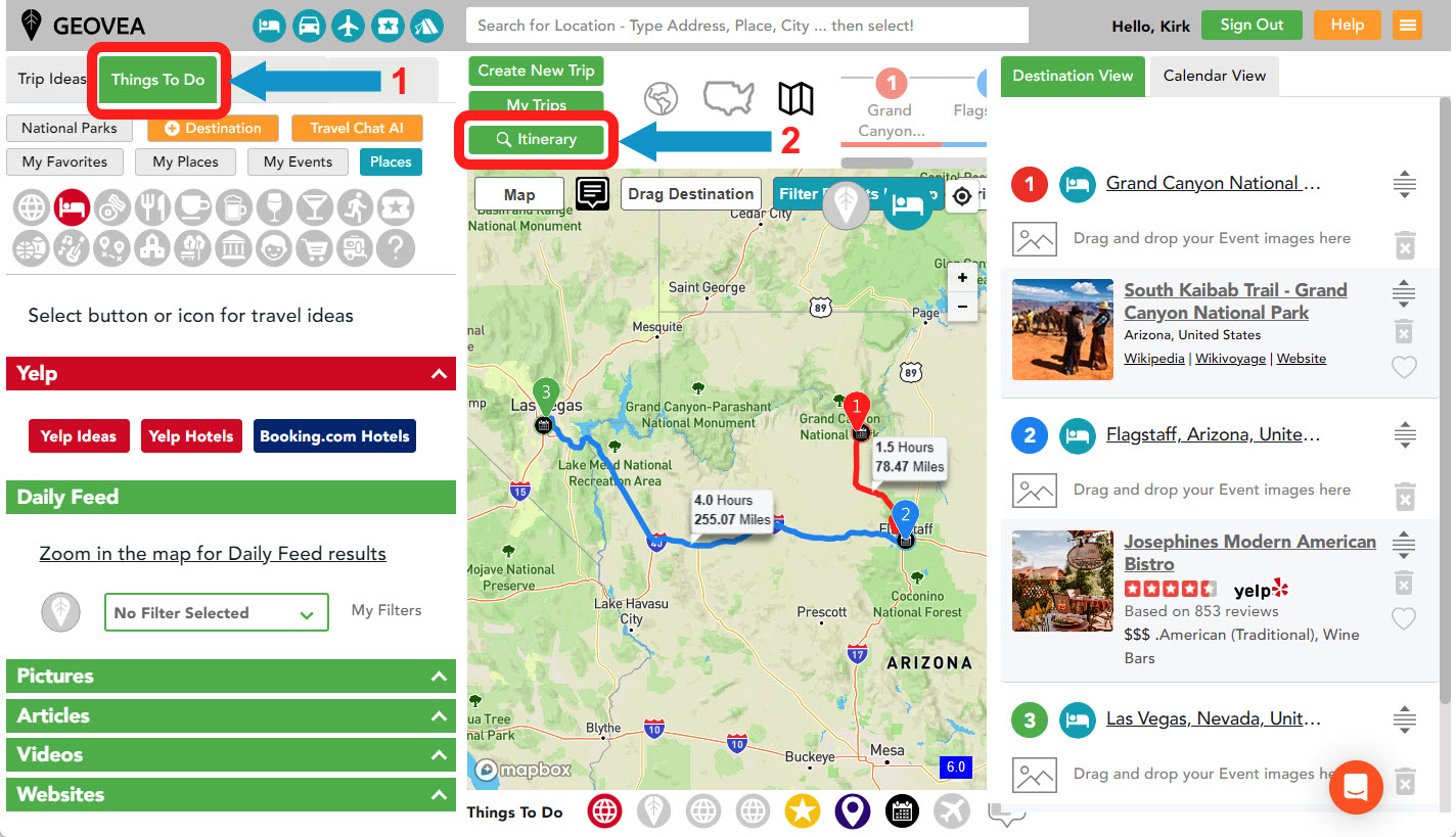 View, Print Trip Itinerary and Map - Desktop & Laptop | Geovea