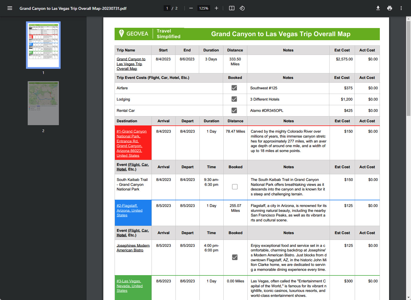 View, Print Trip Itinerary and Map - Desktop & Laptop | Geovea